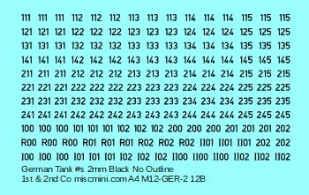 German Tank Turret Numbers, WW2 2 mm tall
