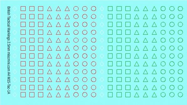 British Army, WW2 Tactical Markings, 15mm decals