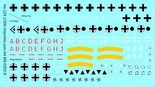 Henschel Hs-129, Eastern Front 1-200 scale decals