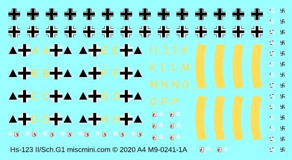 Hs-123 WW2 1-200 scale decals