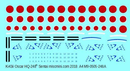 Ki-43 II Hayabusa - Oscar, 248th Sentai 1/200 decals