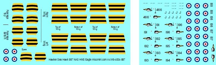 Hawker Sea Hawk 897 Naval Air Squadron HMS Eagle 1/200 scale decals