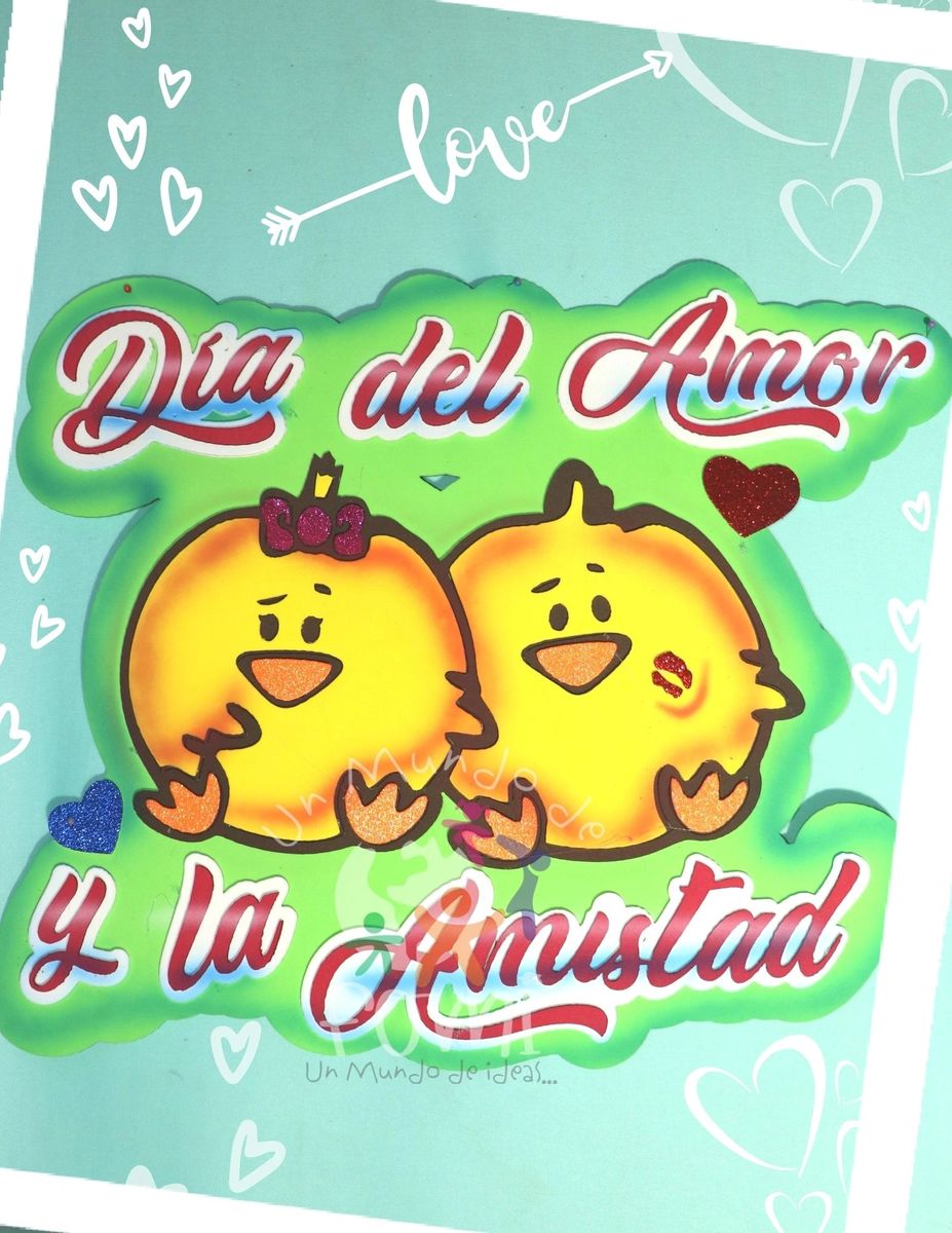 Letrero día del amor pollitos