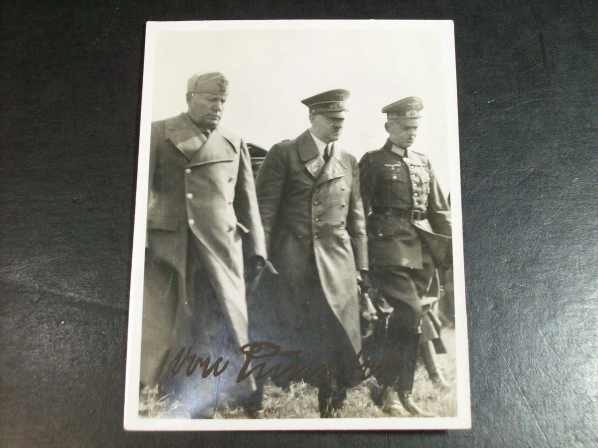 Original Photograph of Hitler, Mussolini & von Rundstedt w/ original ...