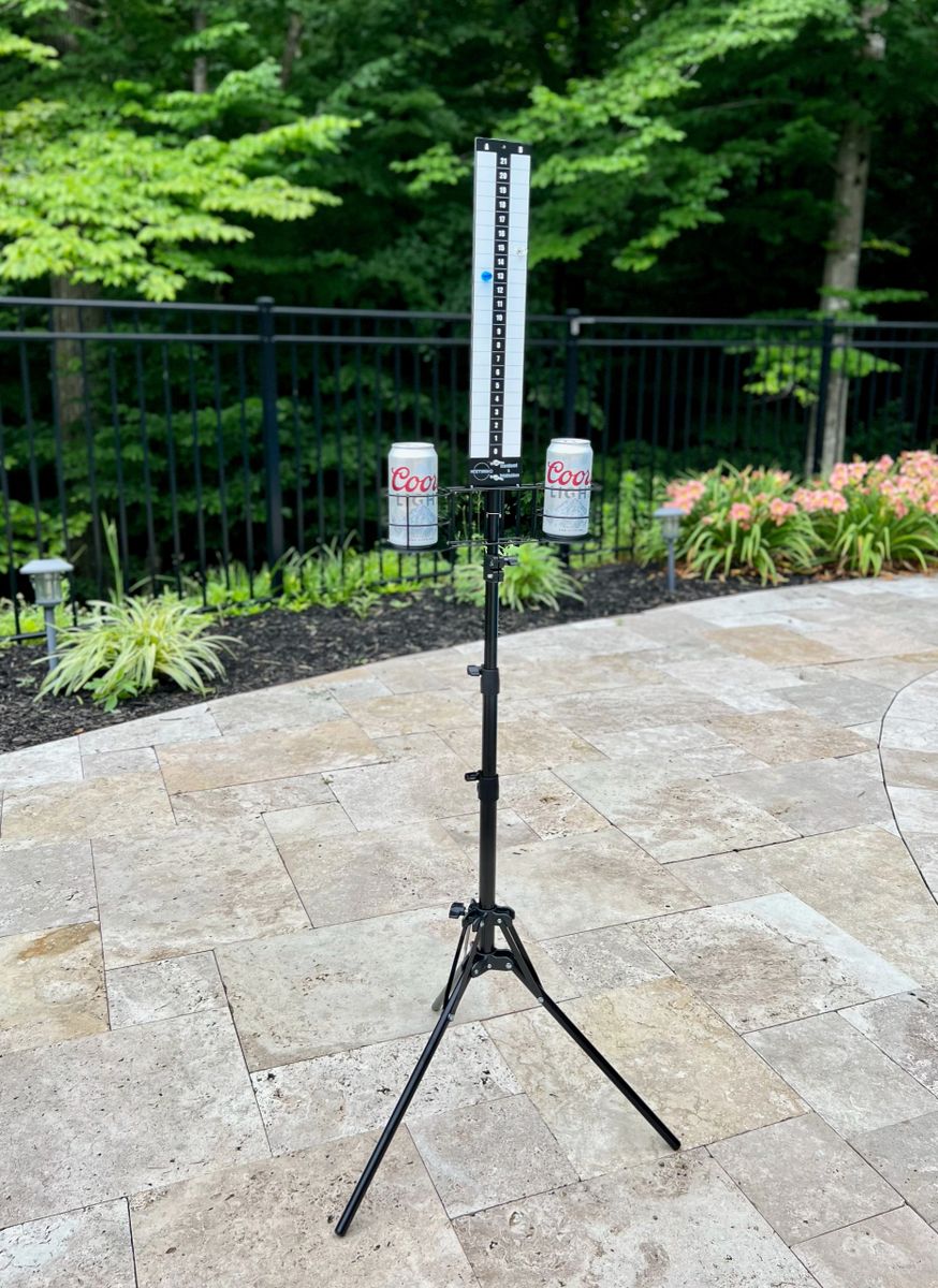 Cornhole drink towers with scoreboard