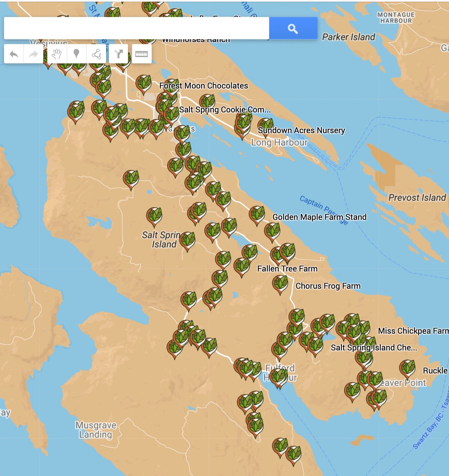 Salt Spring Island Farm Stand Map