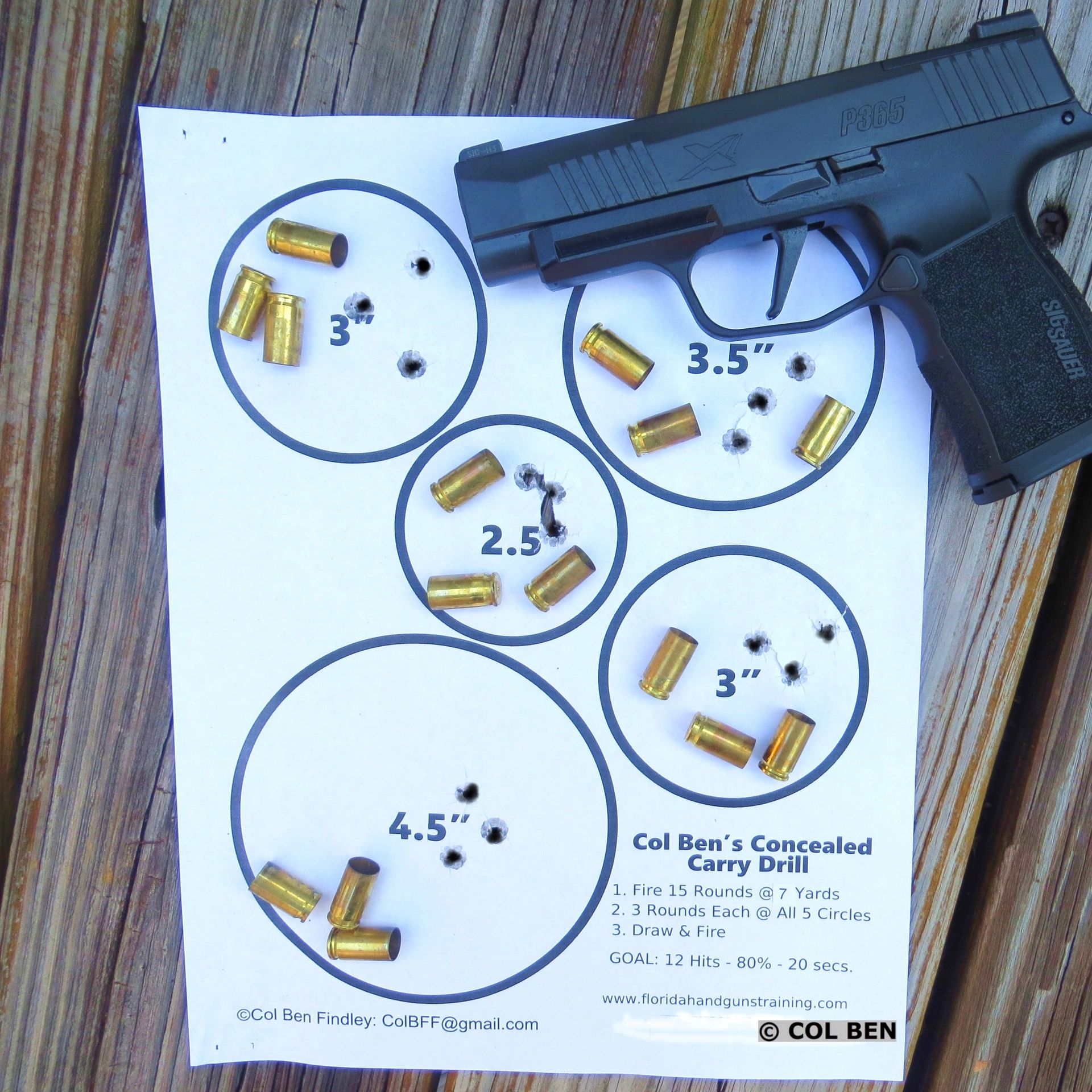 Col Ben's Concealed Carry Proficiency Drill- with 15 rounds ammo