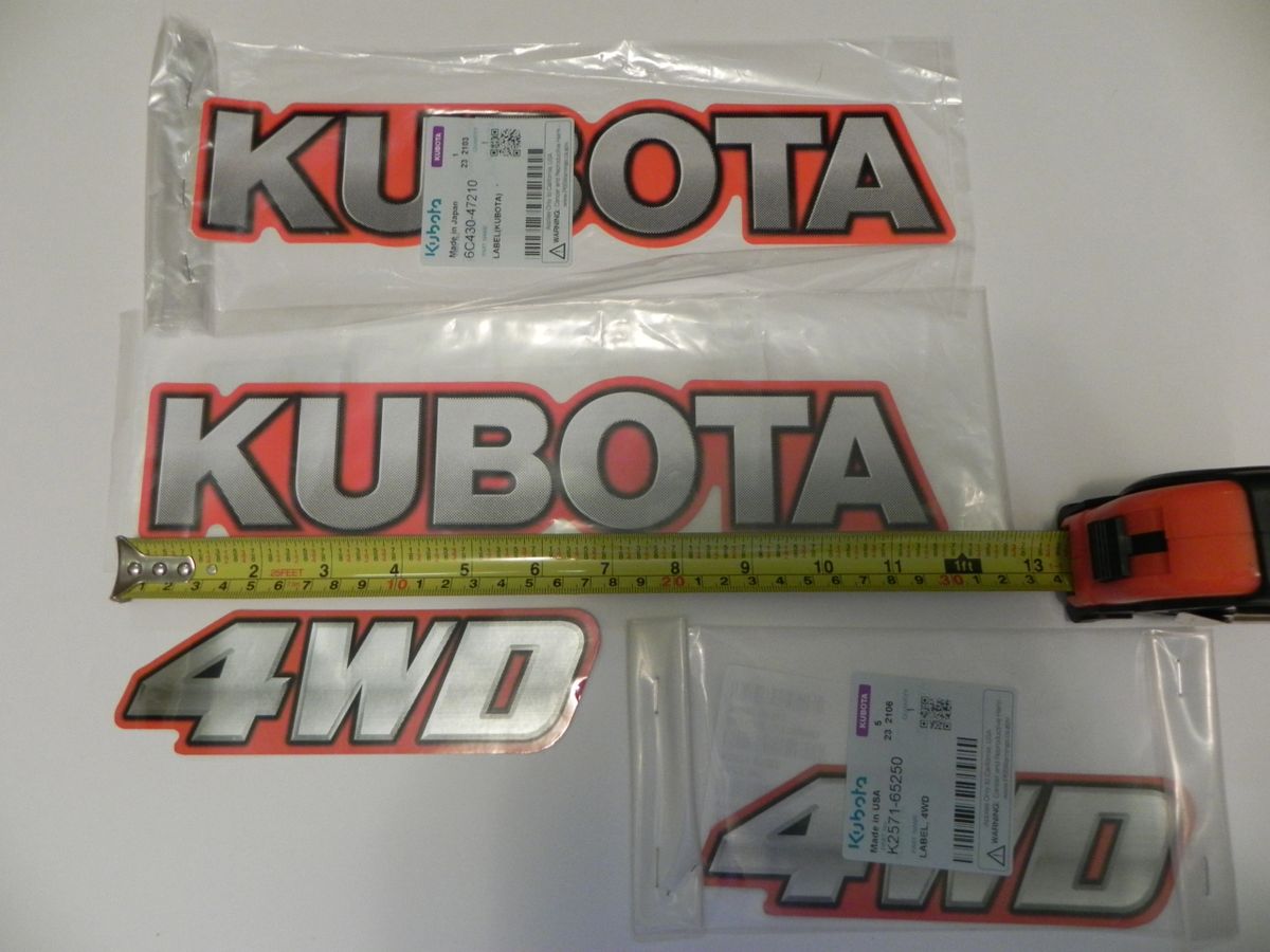 Kubota OEM labels/decals to fit models BX,B, & L series tractors