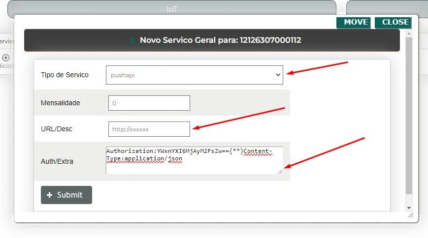 Configuração em Push API
