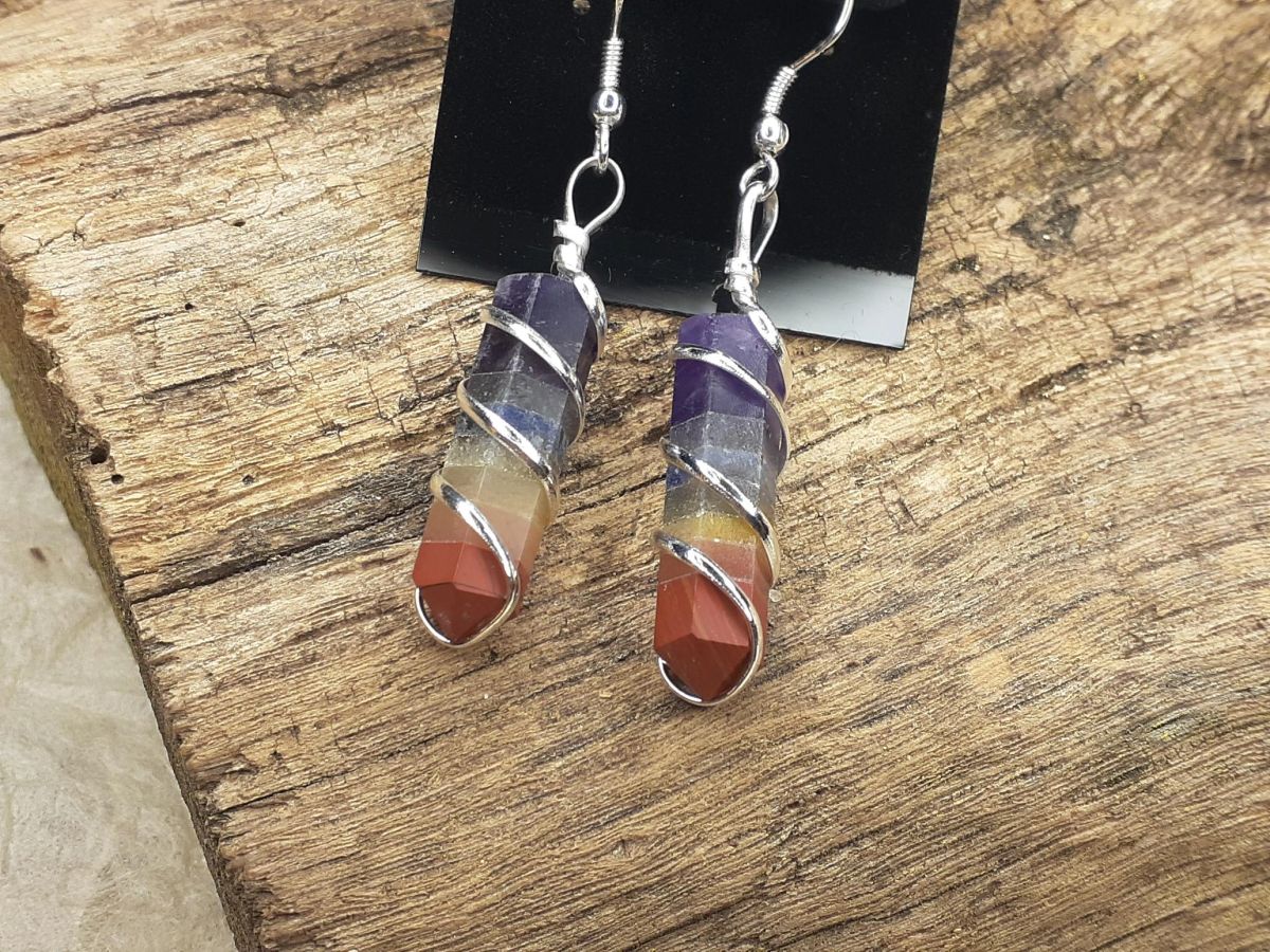 RAINBOW SPIKE EARRINGS - WIRE WRAPPED