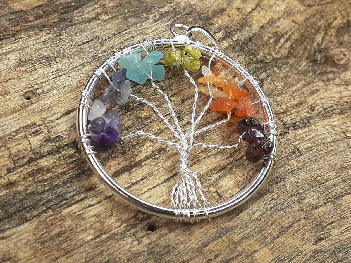 RAINBOW TREE OF LIFE PENDANT - 36MM ROUND