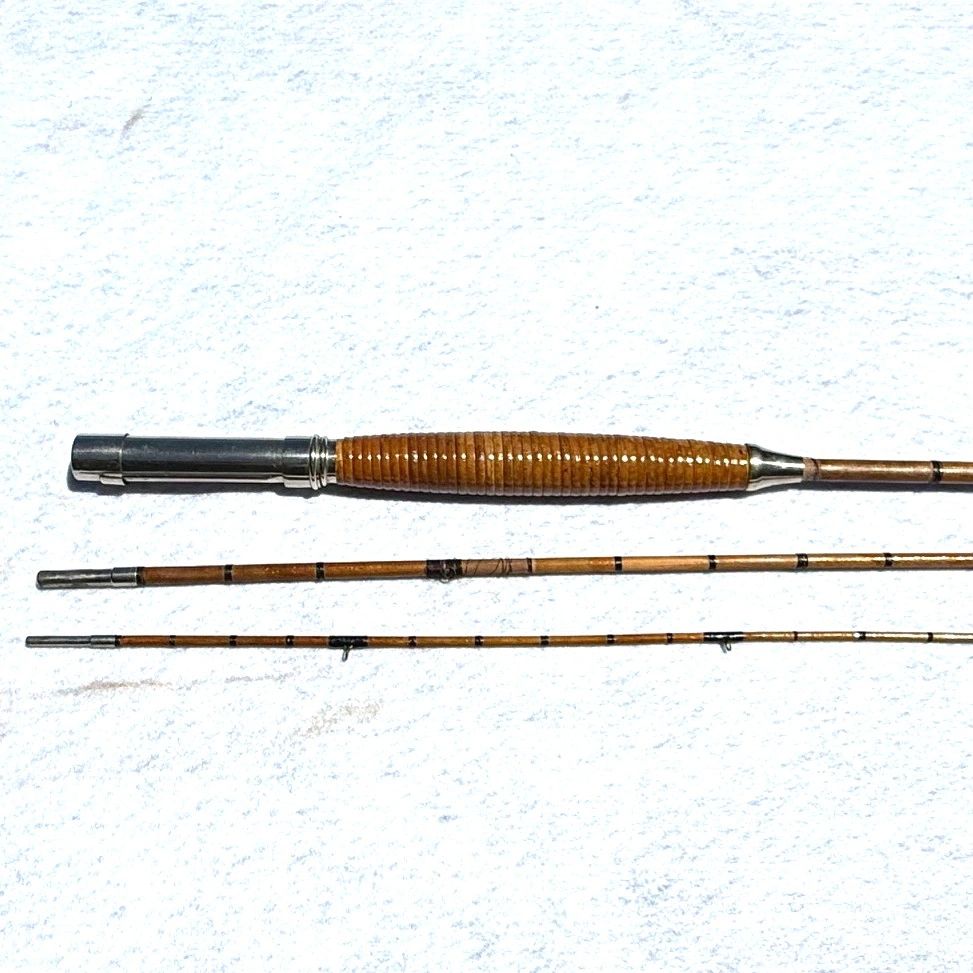 Late 1800s Greenheart Fly Rod with Rattan-Wrapped Handle and Ring Guides