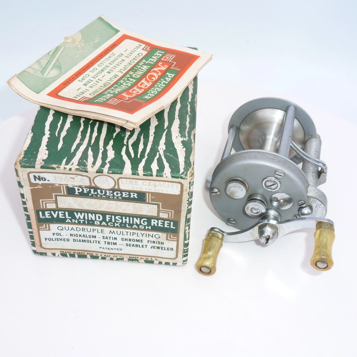 Satin Chromium Finish Pflueger Nobby in Box with Papers
