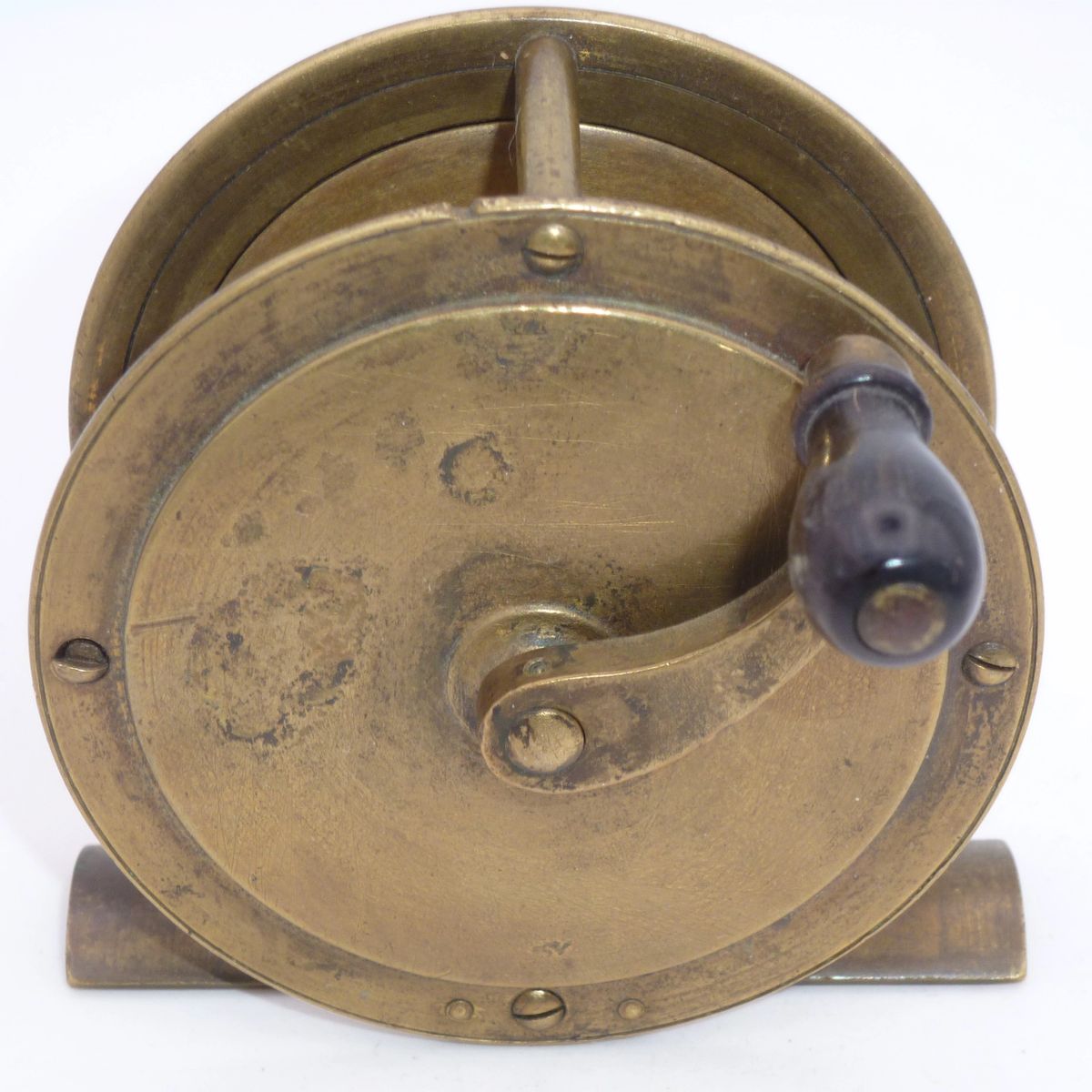 Interesting, Early, British Single Action Brass Reel with Raised ...
