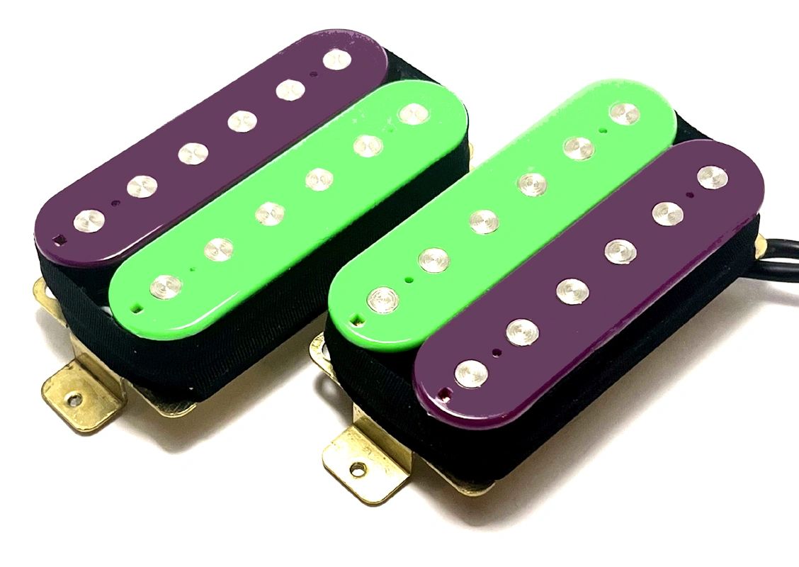 Purple Green Zebra Screamers, Bridge + Neck Humbucker Pickups ~ Set ...