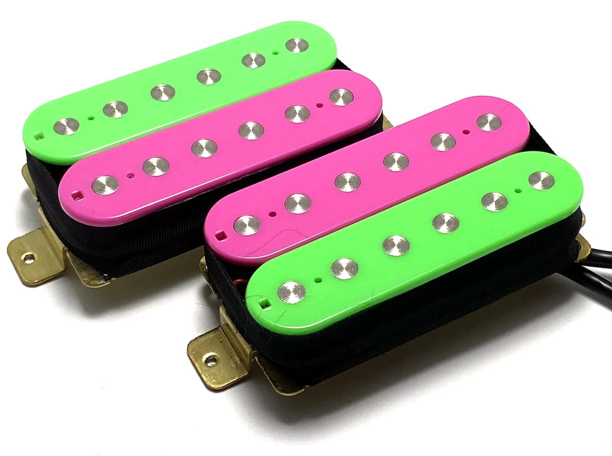 Green Pink Zebra Screamers, Bridge + Neck Humbucker Pickups ~ Set Style #1