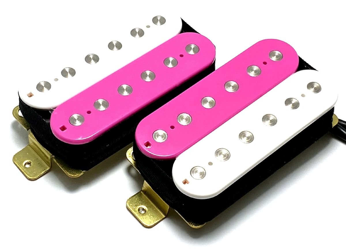 Pink White Zebra Screamers, Bridge + Neck Humbucker Pickups ~ Set Style #2