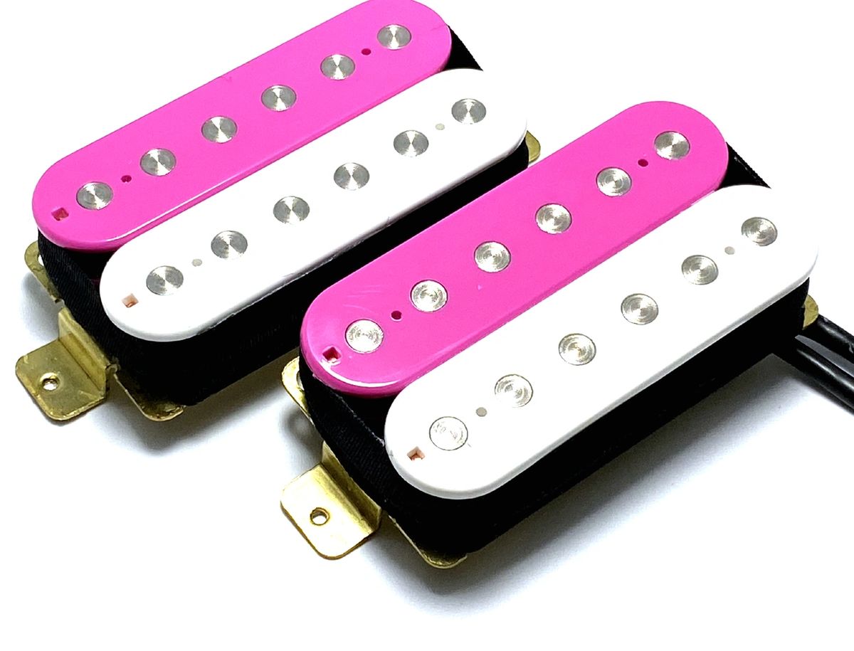 Pink White Zebra Screamers, Bridge + Neck Humbucker Pickups ~ Set Style #4