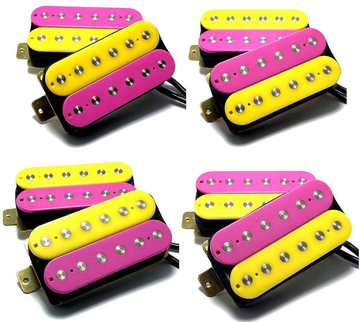 Zebra Pink Yellow Screamers Humbucker Pickup Set ~ Choice of Zebra HH ...