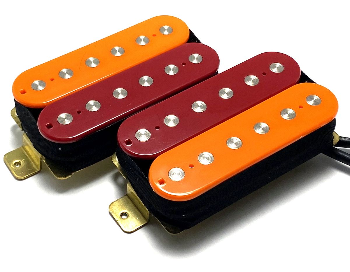 Red Orange Zebra Screamers, Bridge + Neck Humbucker Pickups ~ Set Style #2
