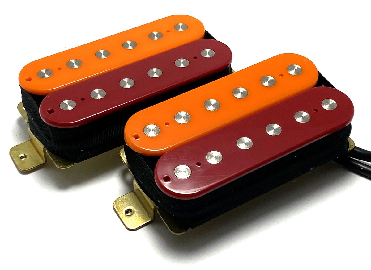 Red Orange Zebra Screamers, Bridge + Neck Humbucker Pickups ~ Set Style #3