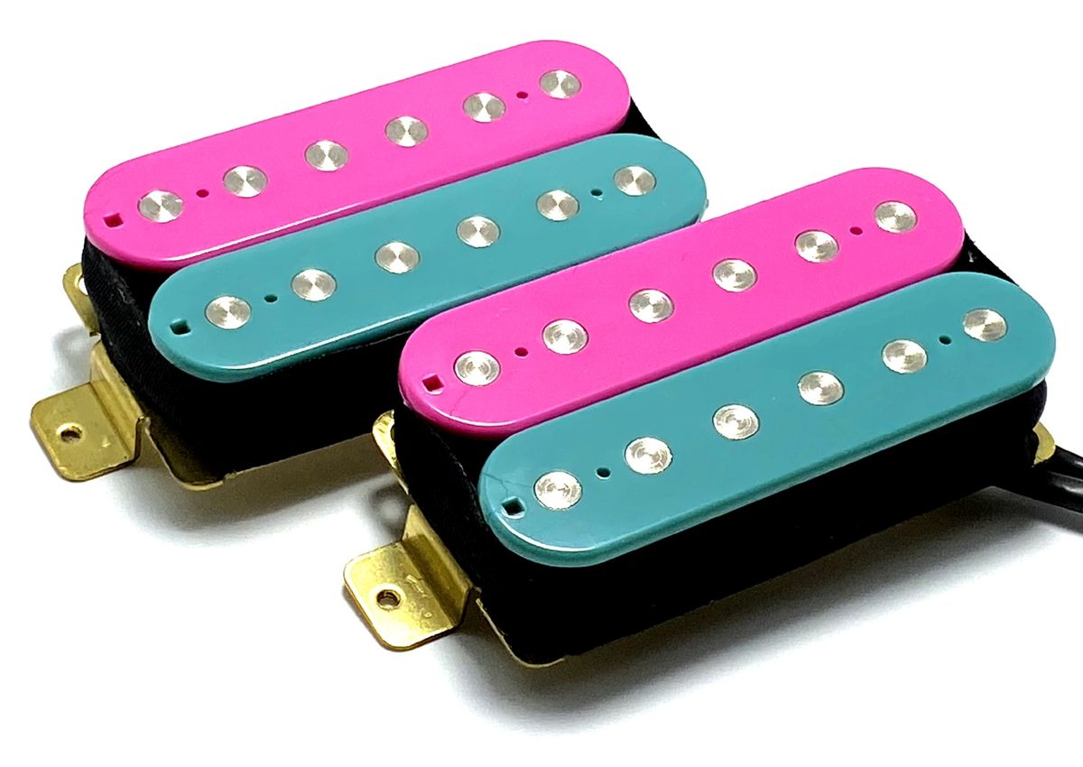 Teal Pink Zebra Screamers, Bridge + Neck Humbucker Pickups ~ Set Style #3