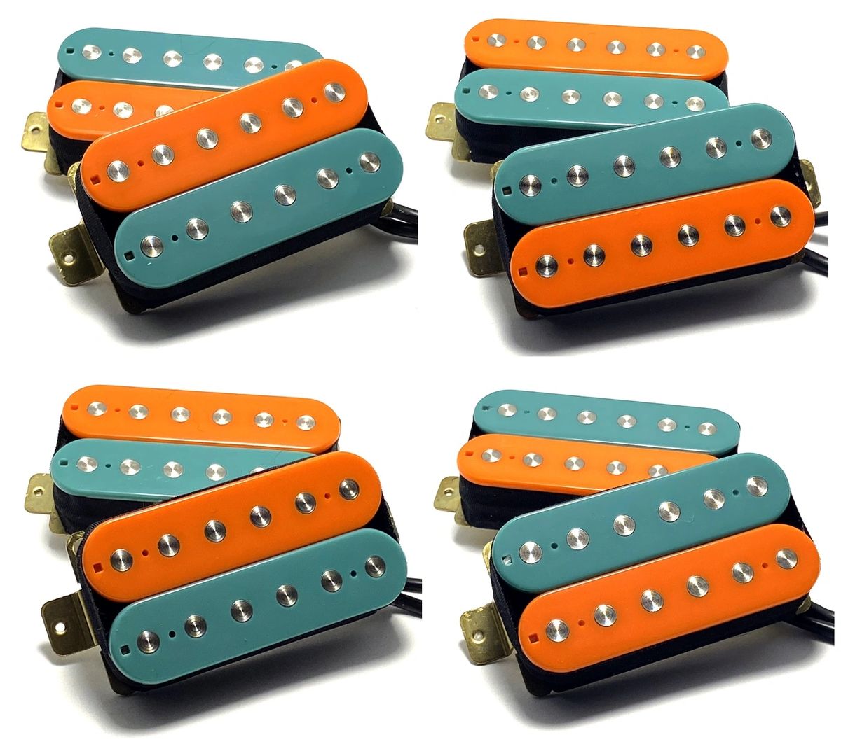 Zebra Teal Orange Screamers Humbucker Pickup Set ~ Choice of Zebra HH ...