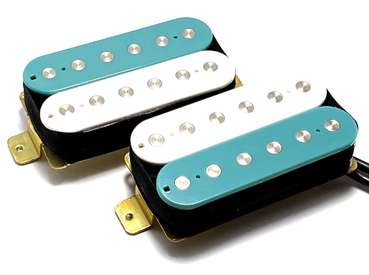 Teal White Zebra Screamers, Bridge + Neck Humbucker Pickups ~ Set Style #1