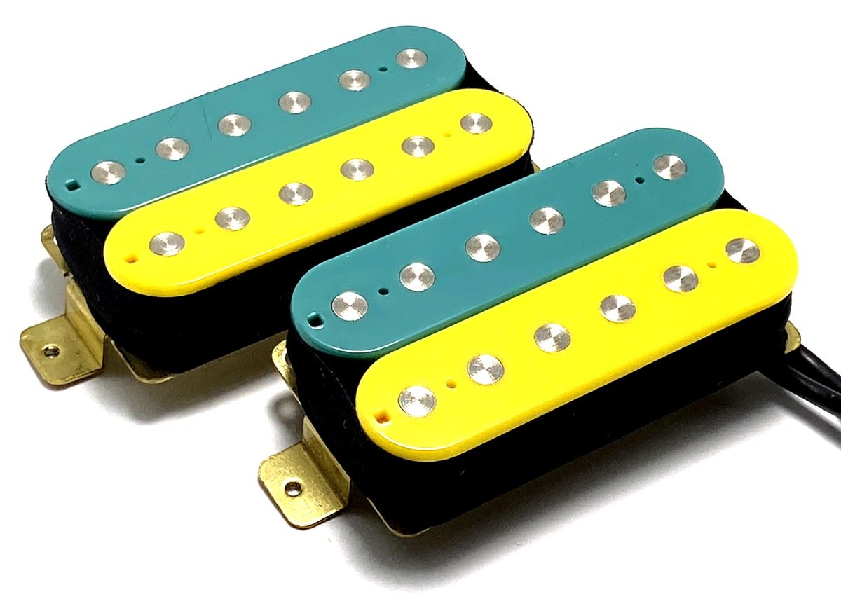 Teal Yellow Zebra Screamers, Bridge + Neck Humbucker Pickups ~ Set Style #4