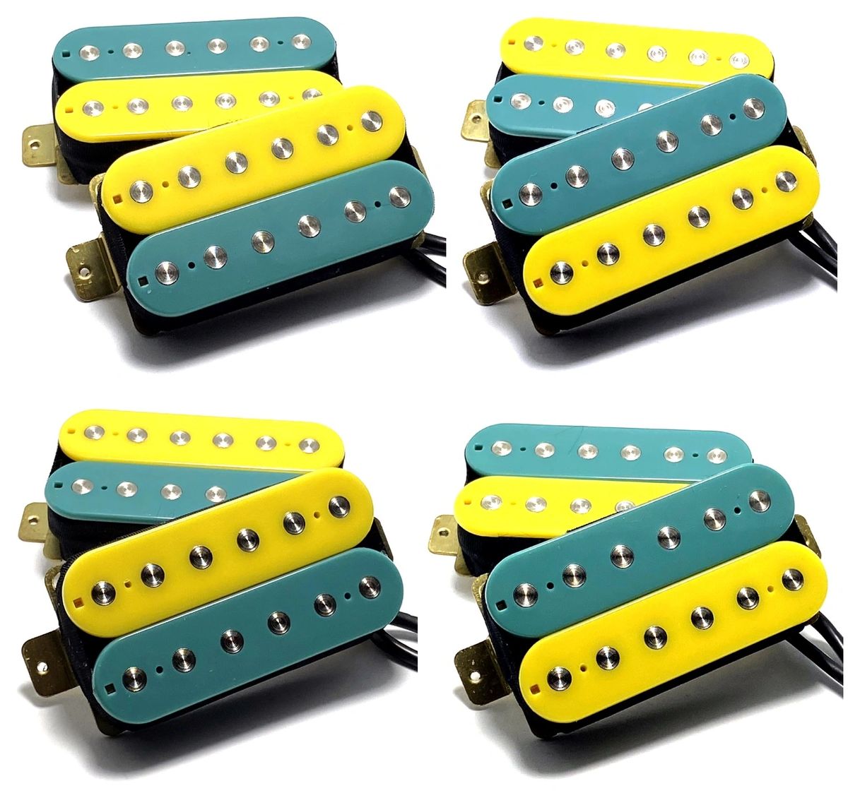 Zebra Teal Yellow Screamers Humbucker Pickup Set ~ Choice of Zebra HH ...