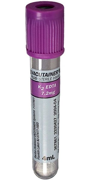 1mL Purple top K2 EDTA blood collection tubes