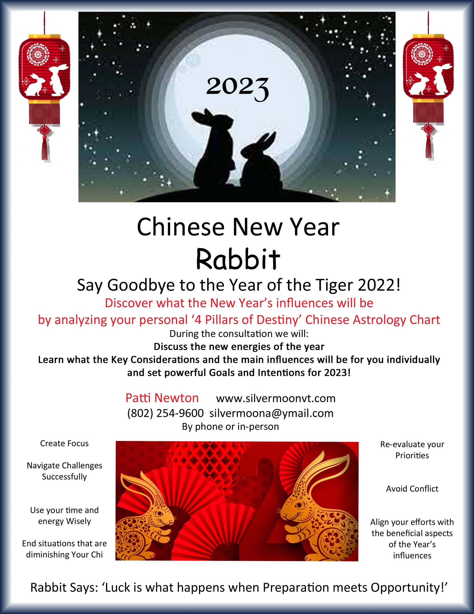4 Pillars of Destiny Chinese Astrology - 2023 Year of the Rabbit