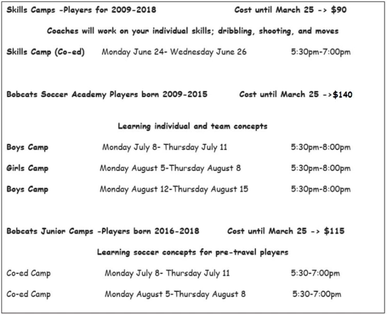 Soccer Camp - Bobcats Soccer Academy