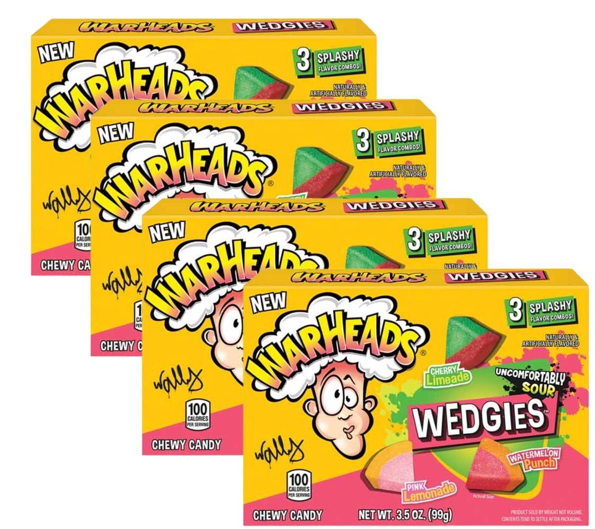 Warheads Wedgies – Sweet & Sour Chewy Candy (4 Count Boxes)