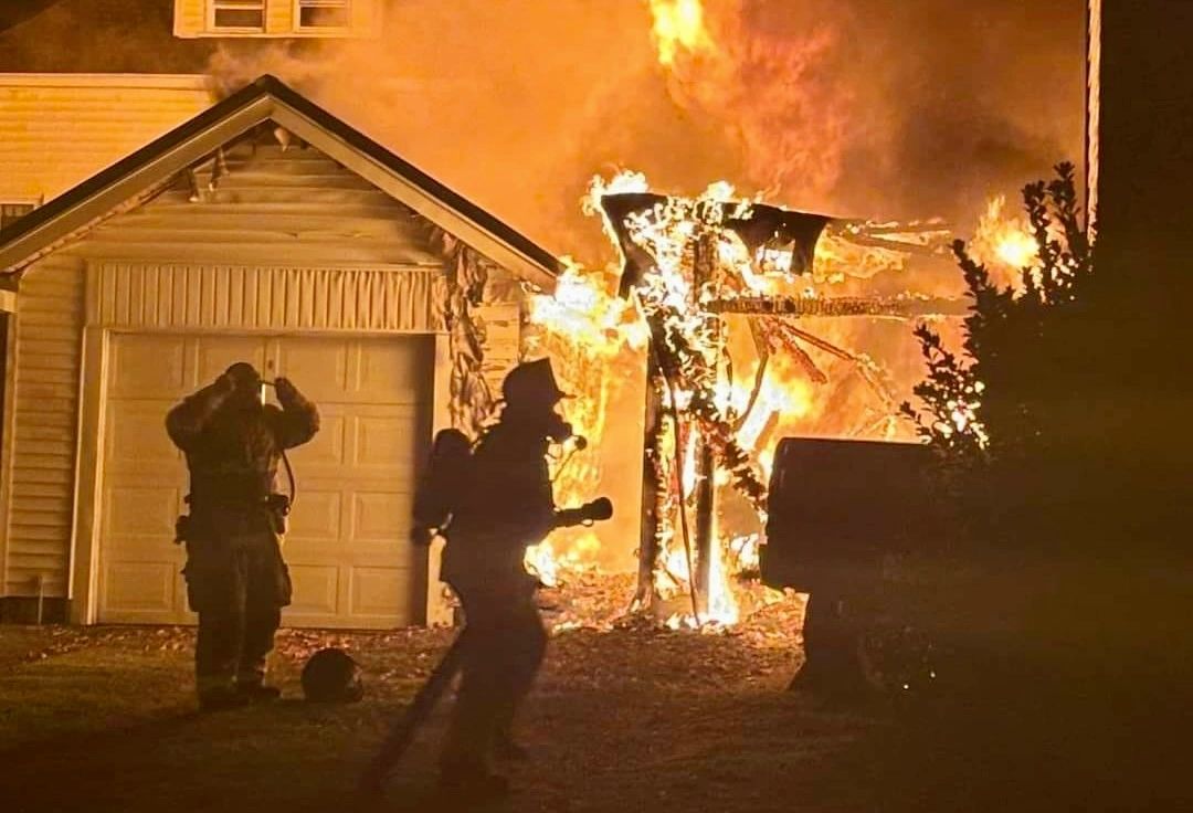 Nine structures damaged in early morning Falconer fire