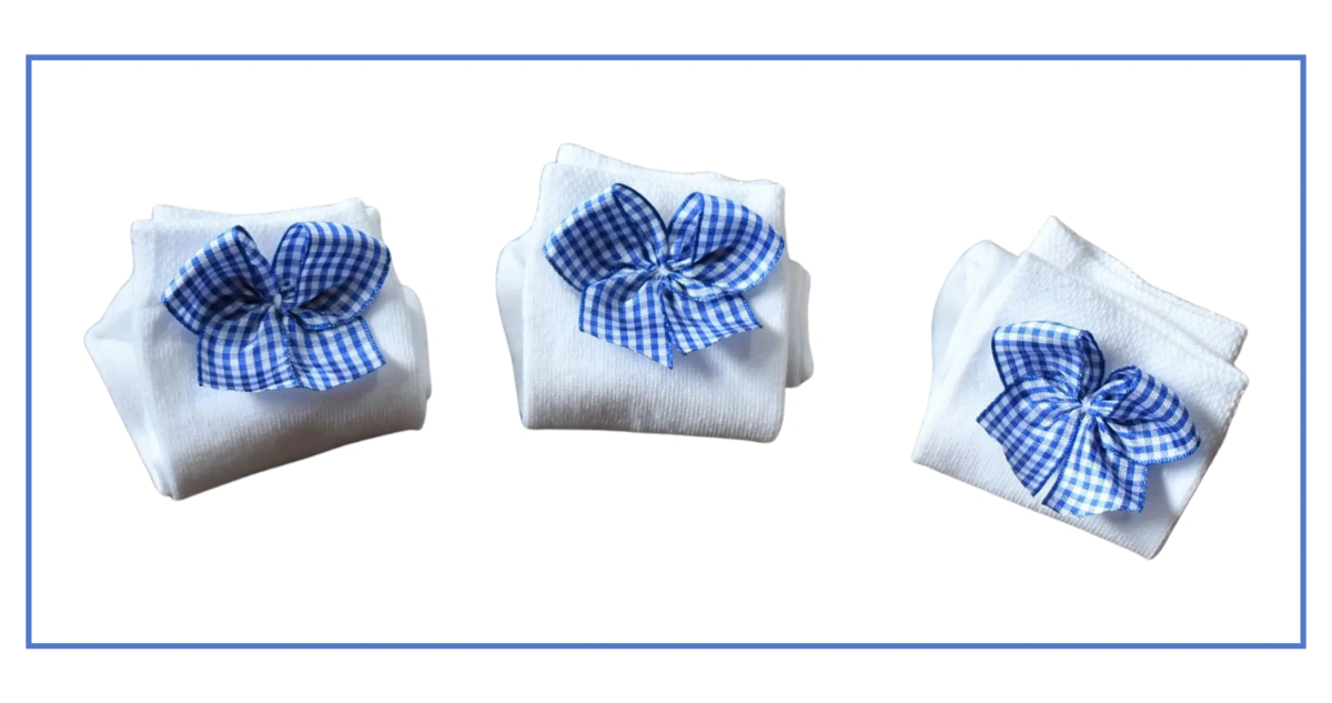 Royal Blue Gingham Socks and Bows