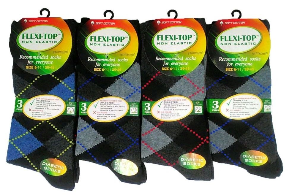 Flexi Top Non Elastic Men's Argyle Socks - Recommended for Diabetics ...