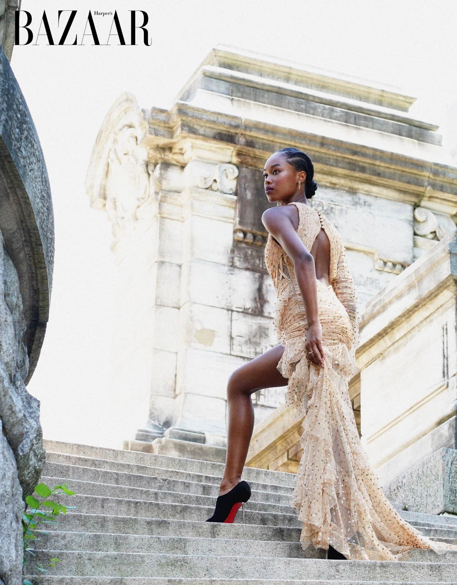 Jenna-Monet Queeley featured in Editorial Spread Harper's Bazaar