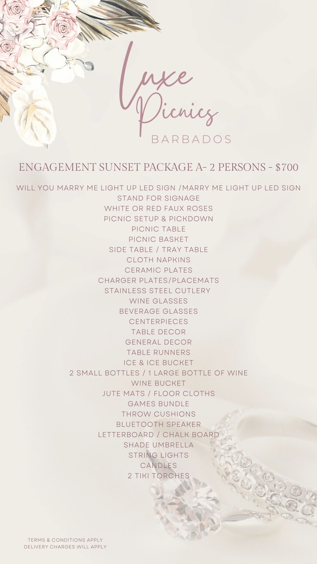 Engagement Packages | Luxe Picnics Barbados