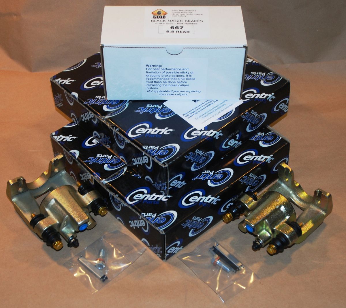 8.8 Rear Disc Brakes: Calipers, Black Magic Brake Pads, Rotors