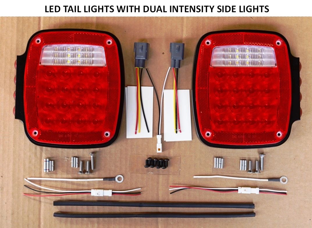 LED TAIL LIGHTS WITH DUAL INTENSITY SIDE LIGHTS - BLACK HOUSING