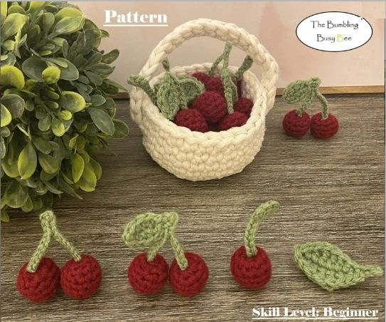 CHERRY crochet pattern (including macrame basket)- Digital PDF instant ...