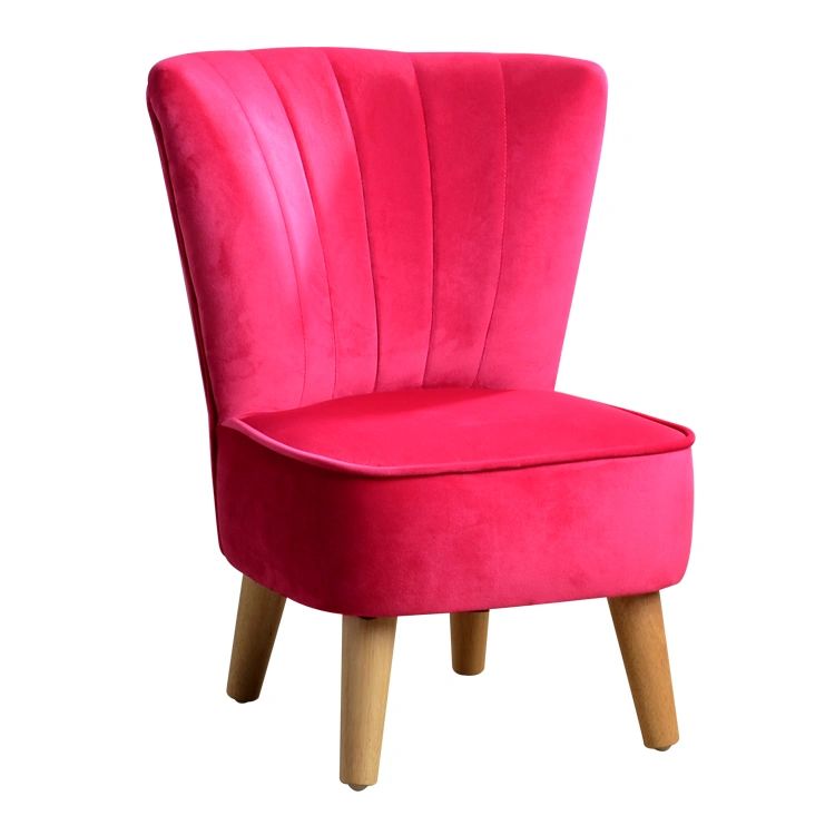 FC Design Kids Wingback Armless Upholstered Chair. Cherry Pink