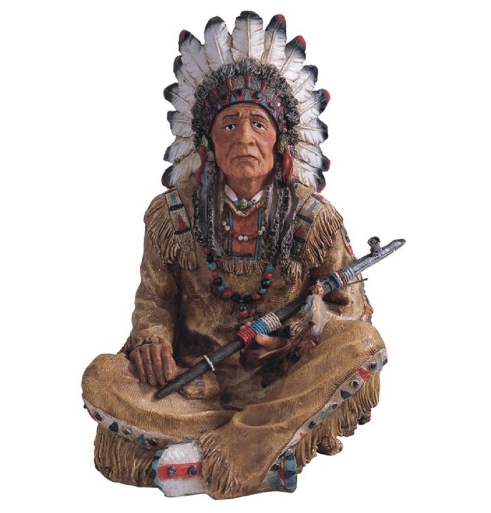 FC Design 14"H Indian Chief Sitting Statue Native American Decoration ...