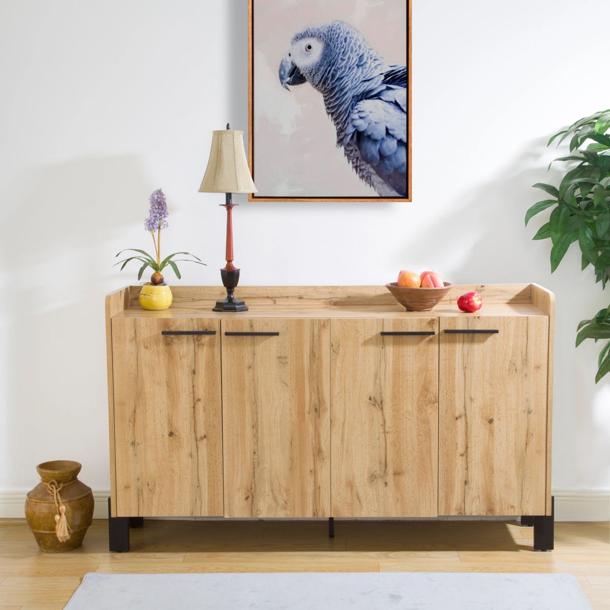 FC Design 62"W Sideboard Storage Cabinet, Large Dining Server Cupboard ...