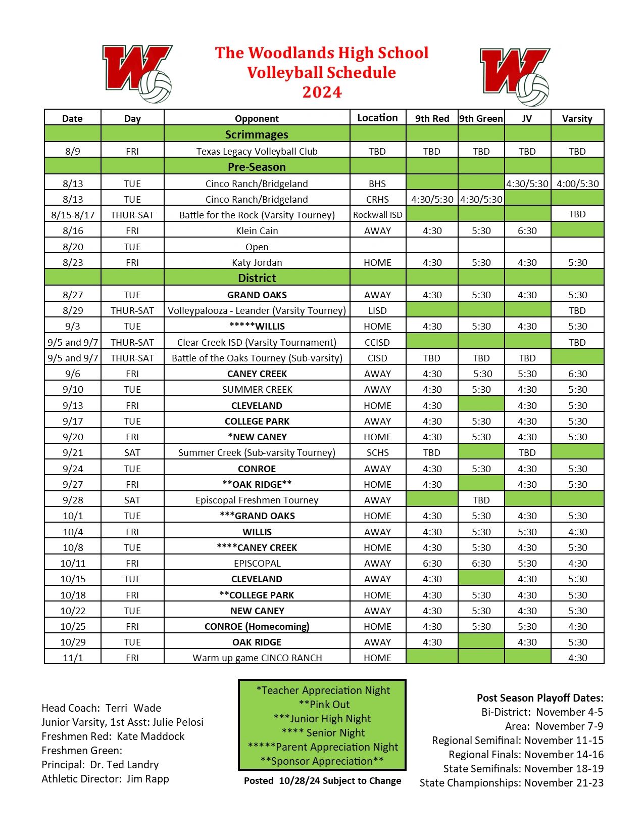 Schedule