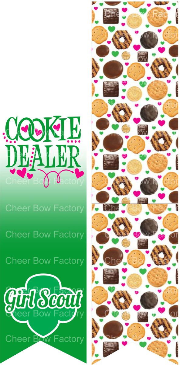 Cookie Dealer Girl Scout Custom Troop Sublimation Cheer Bow Graphic Sheet