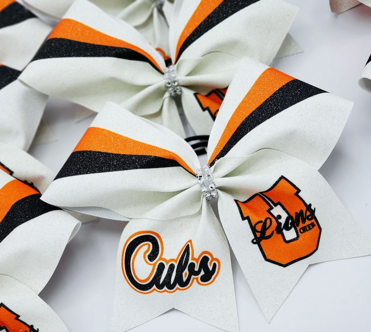 School Team Logo Swoosh Cheer Bow - your custom colors