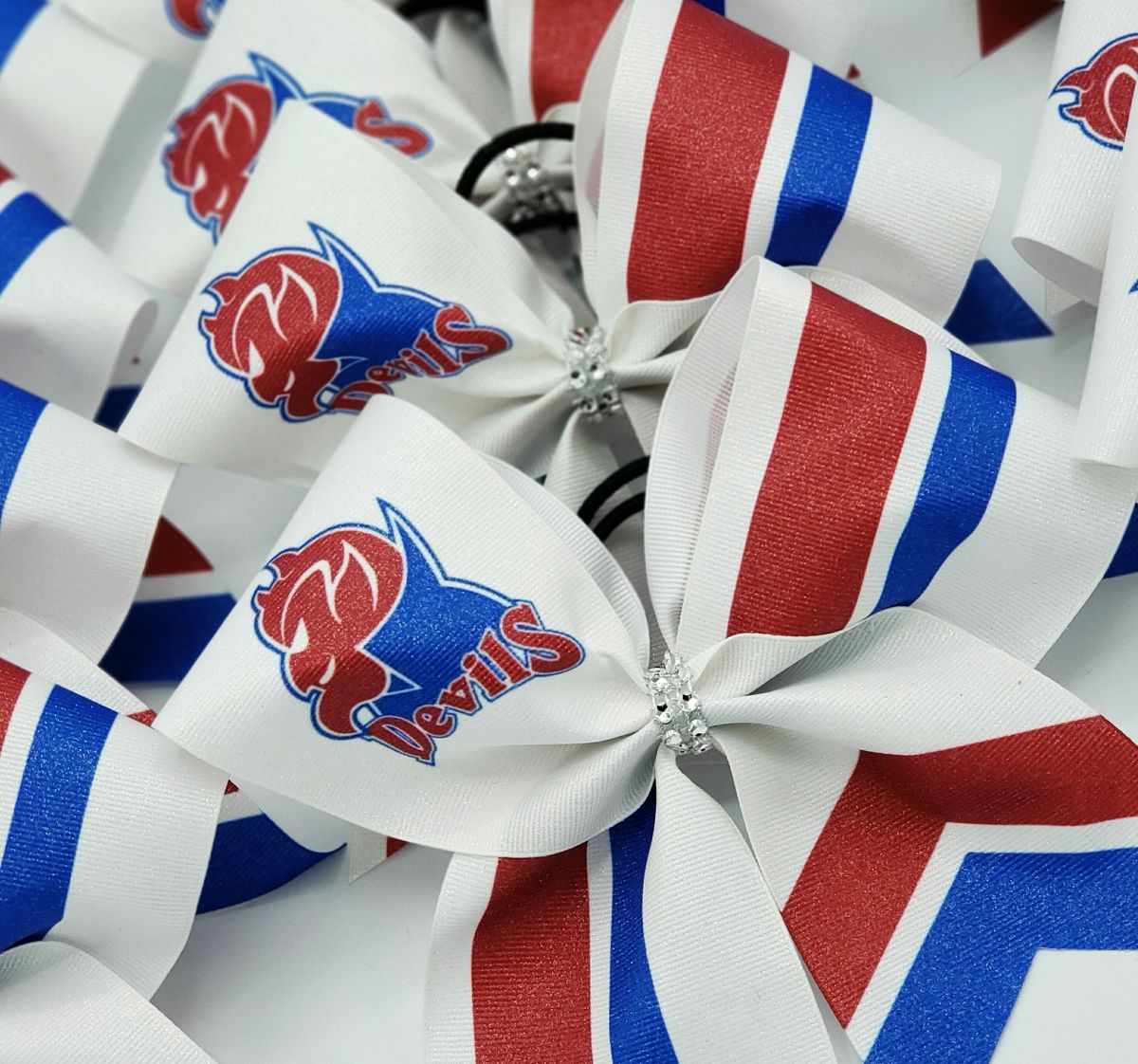 School Team Name Logo Chevron Stripe Cheer Bow - your custom colors