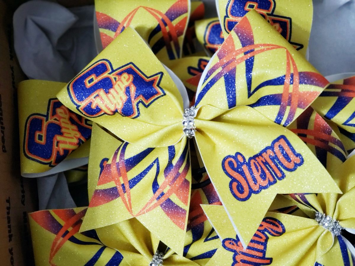 School Team Personalized Logo Cheer Bow - your custom colors
